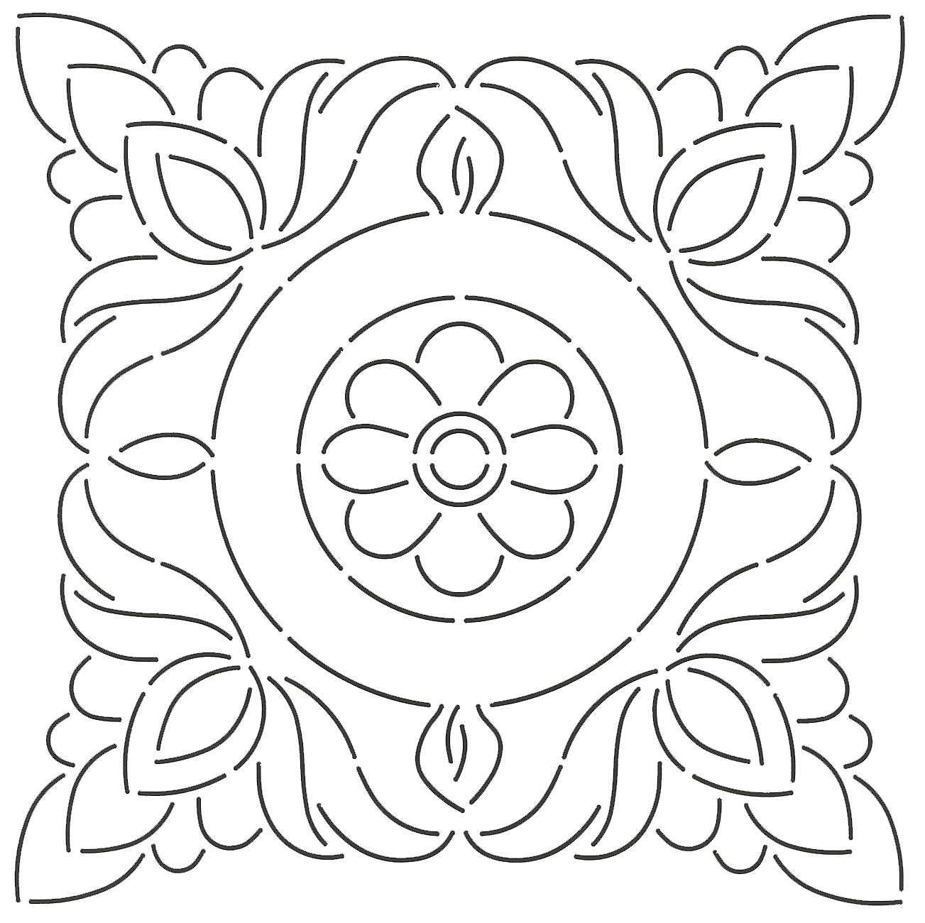 Quilt Stencil Floral Block 11in