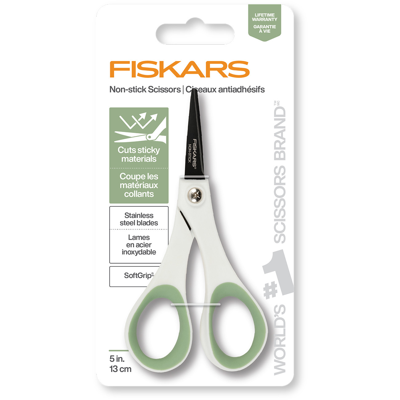 Fiskars Non-stick Titanium Softgrip Detail Scissors 5in Forest Fern