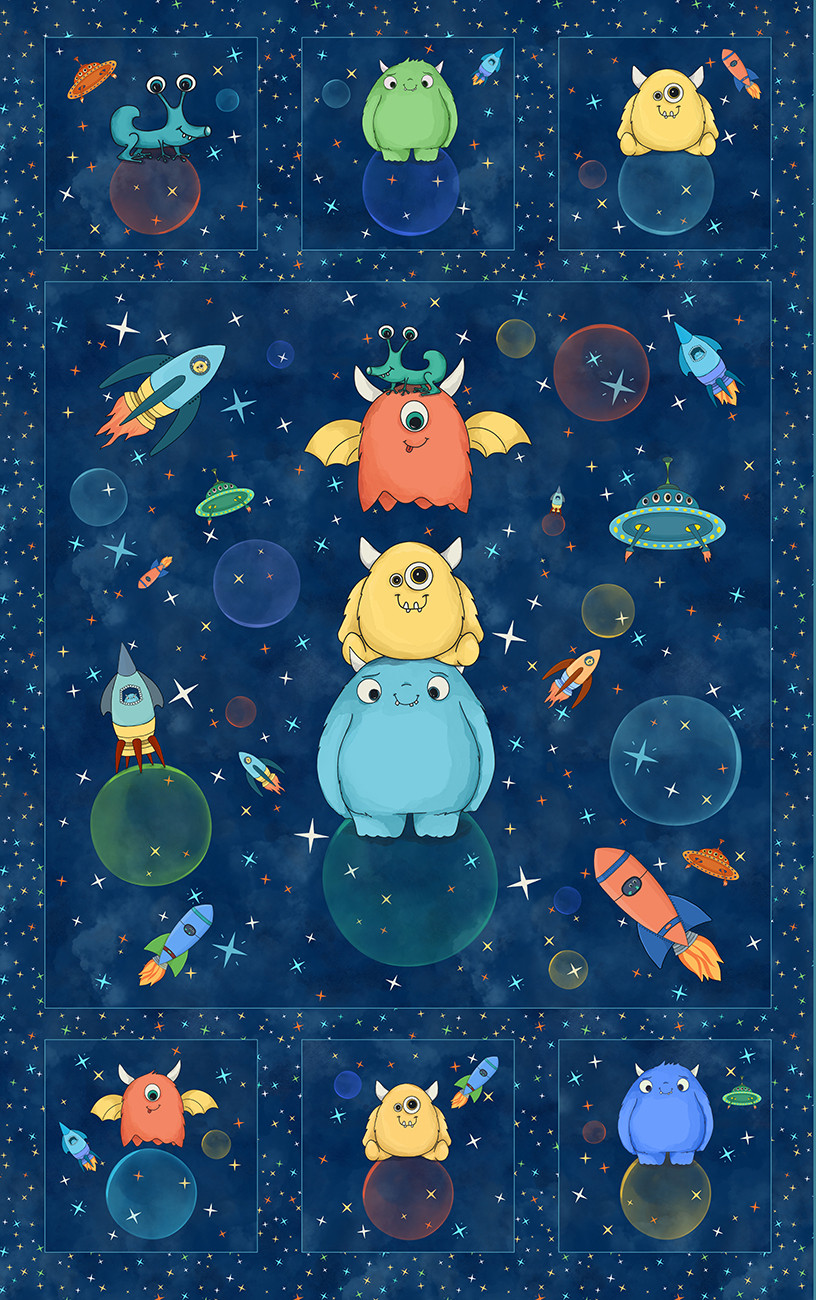 Dark Navy/Multi Space Monster Panel (27")
