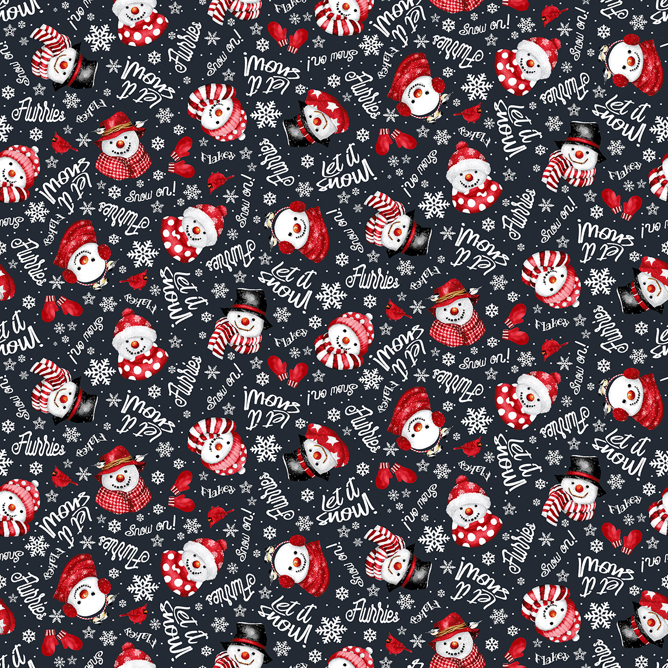 Black/Red Snowmen Faces and Words Christmas By Tourtillotte, Barb