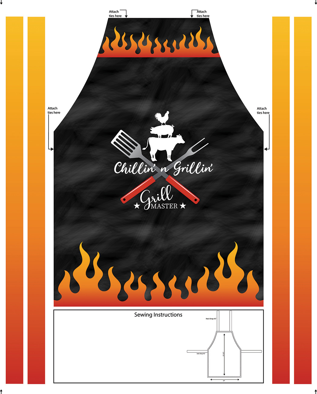 Chilin & Grillin Apron Panel Duck Fabric BEN052225