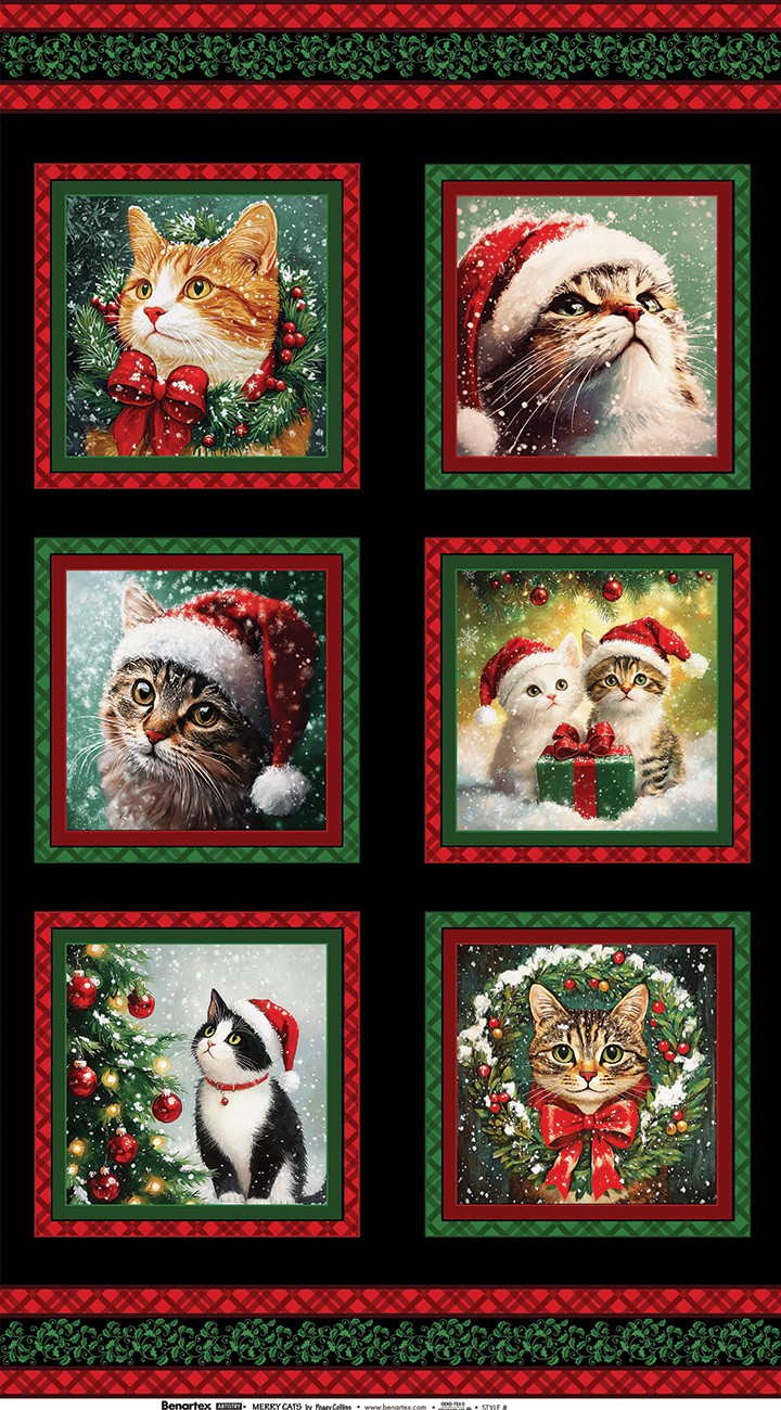 Merry Cats Panel Black/Multi By Collins, Peggy