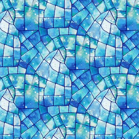 Sky Blue Stained Glass 5.05 Inch repeat Wideback, By City Art Studio