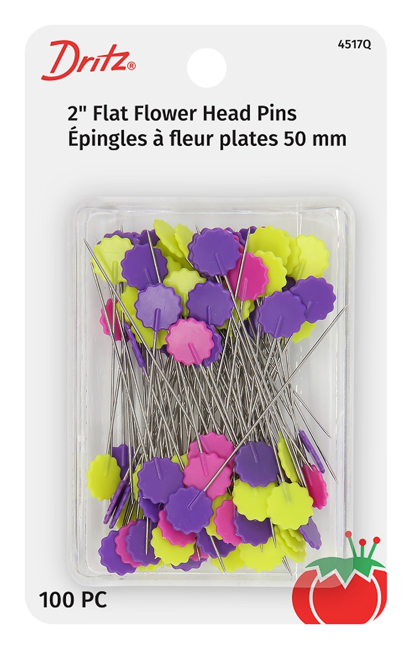 Flat Flower Pins Assorted 2in 100ct