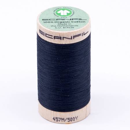 Scanfil Organic Cotton Thread 50wt Solid 500yd Midnight Navy