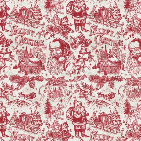 Ivory/Red Santa Toile Christmas By Whistler Studios