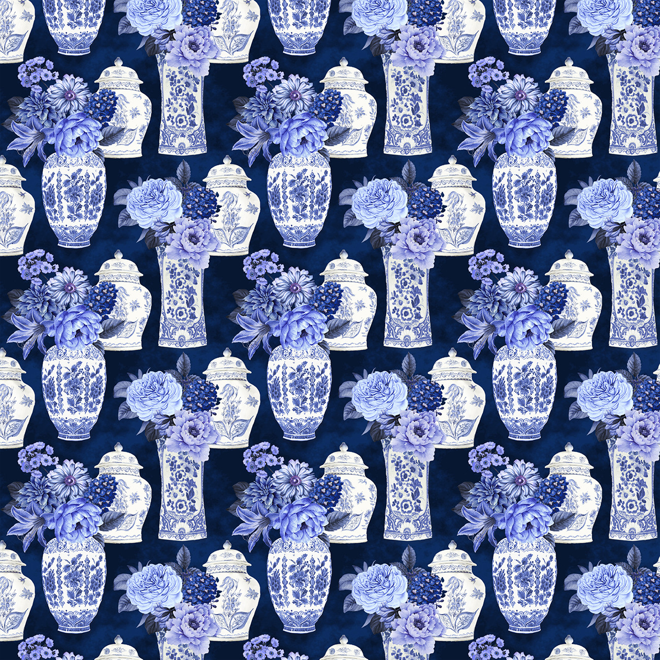 Delft Blue Porcelain Bouquets By Whistler Studios