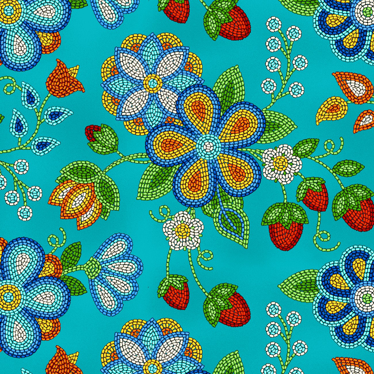 Turquoise Beaded Strawberry