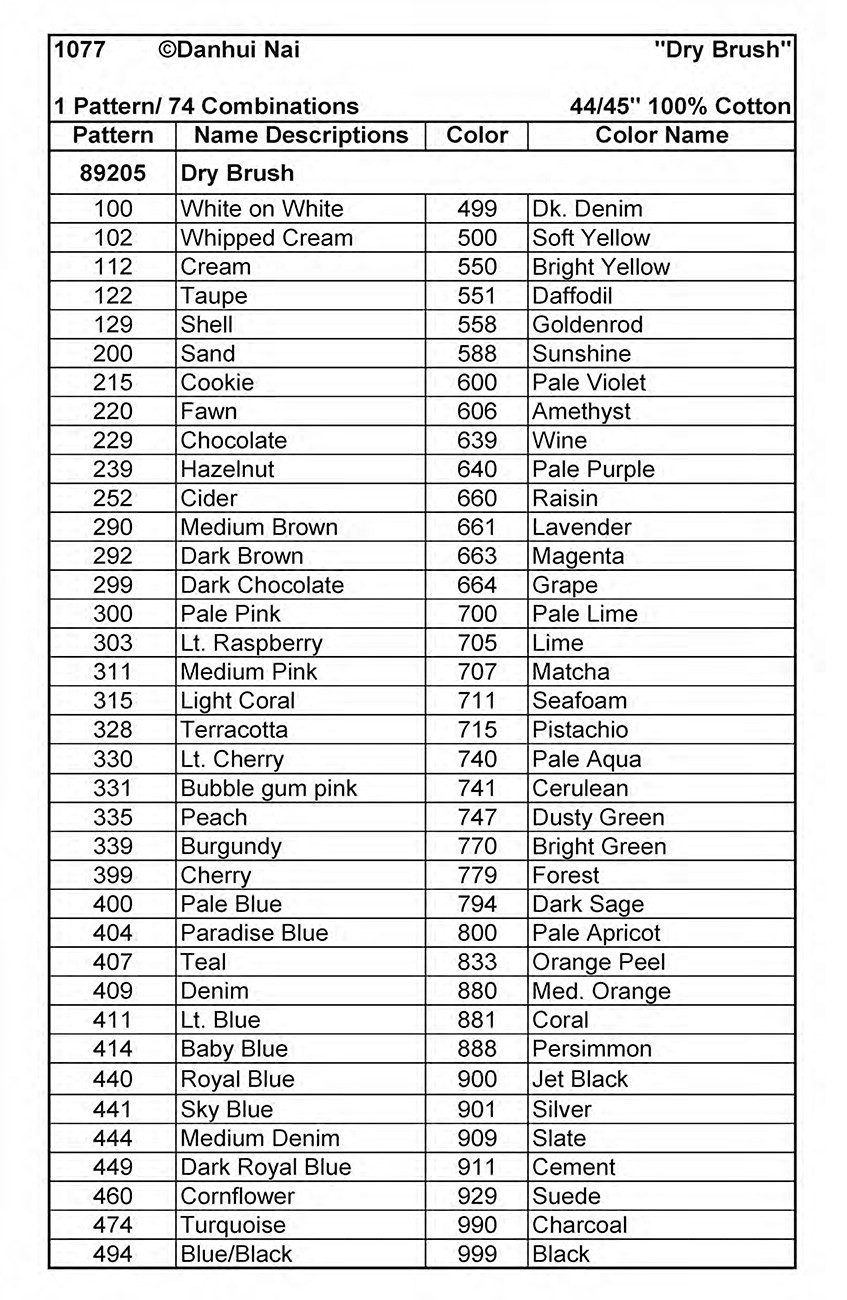Sample Color Card Essentials Dry Brush
