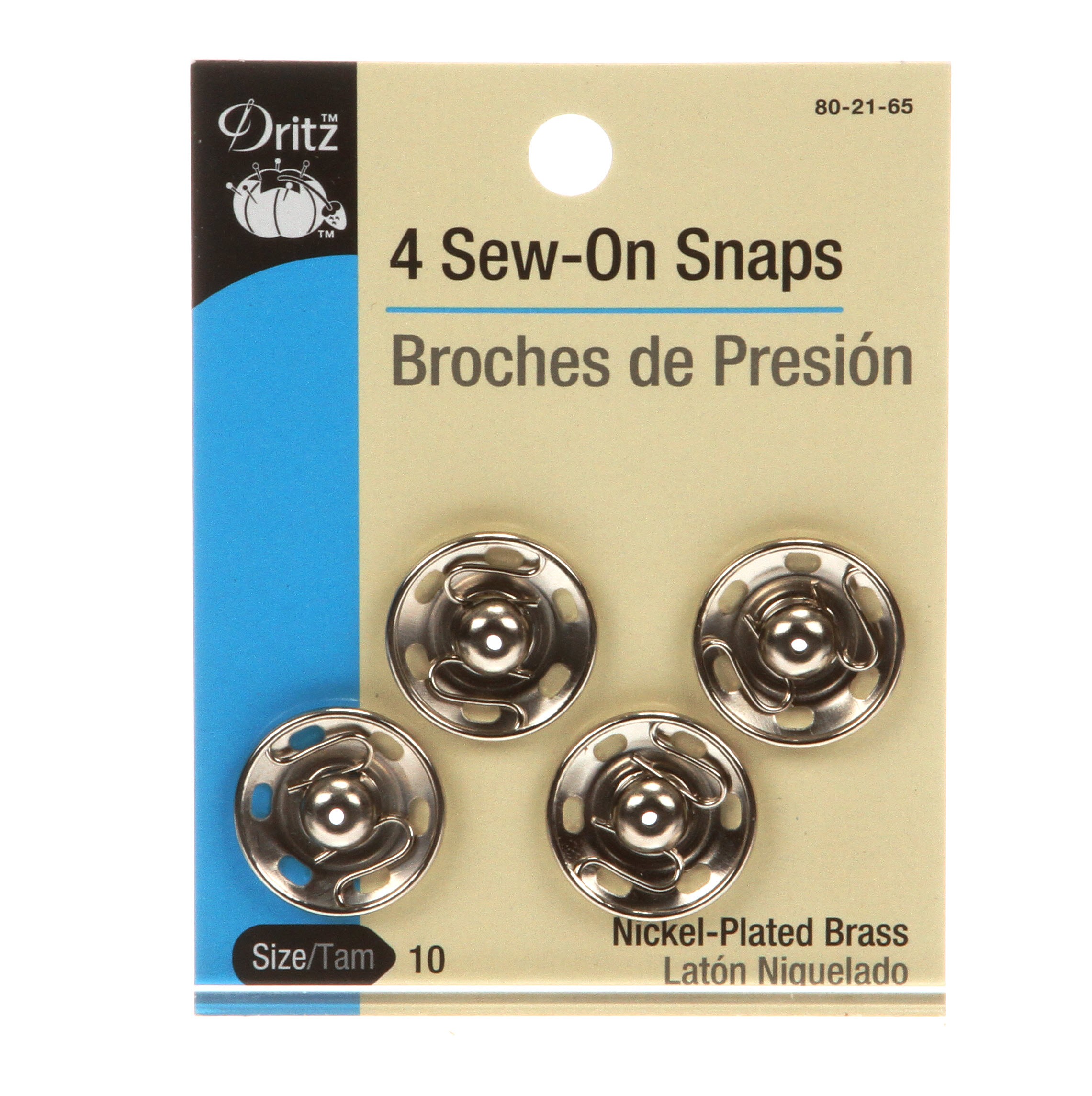 Snap Sew-On Size 10 Nickel 4ct