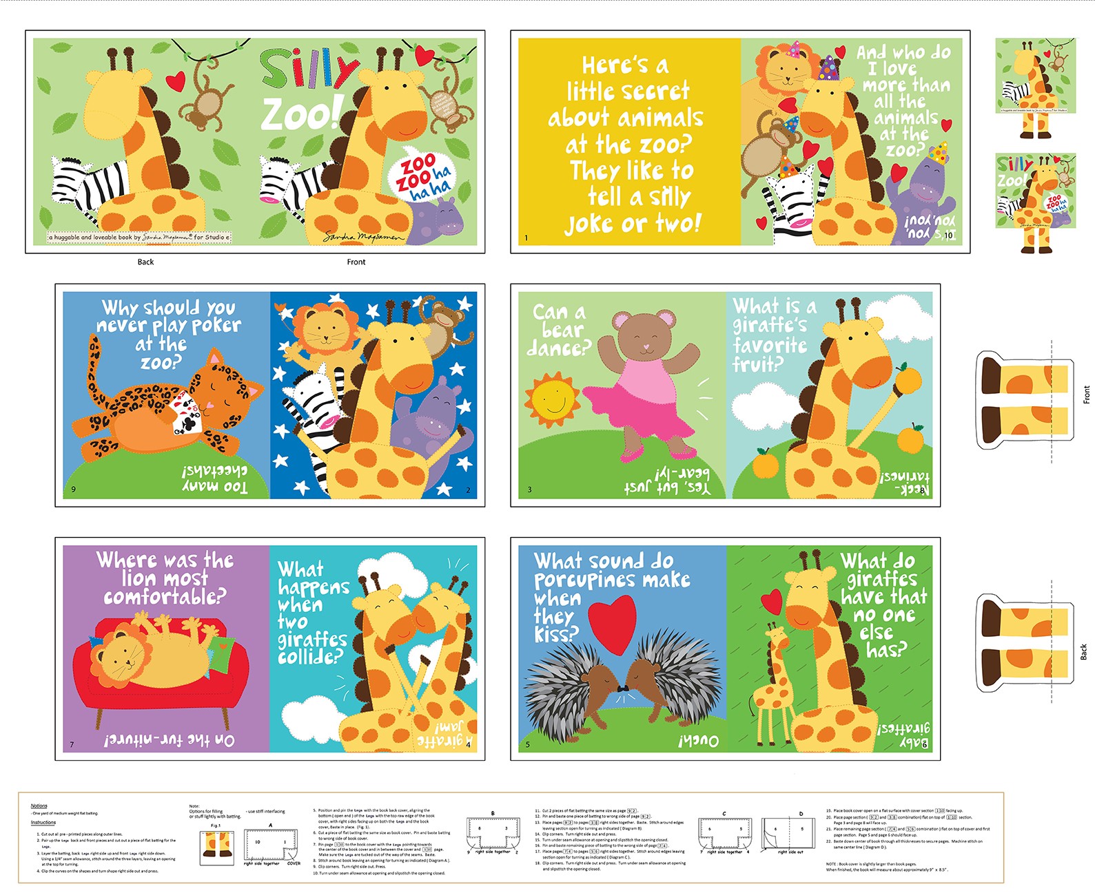 Multi Silly Zoo Book Panel 36in