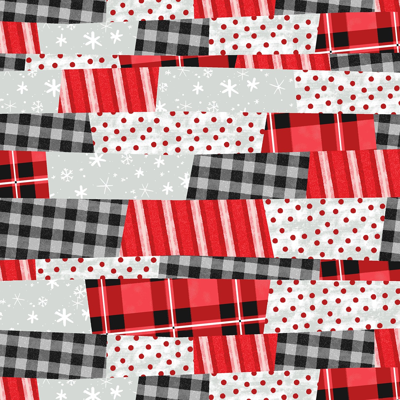 Red Patchwork 8in repeat Flannel By Art By Bella
