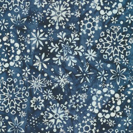 Snowflakes Nightfall Metallic Batik