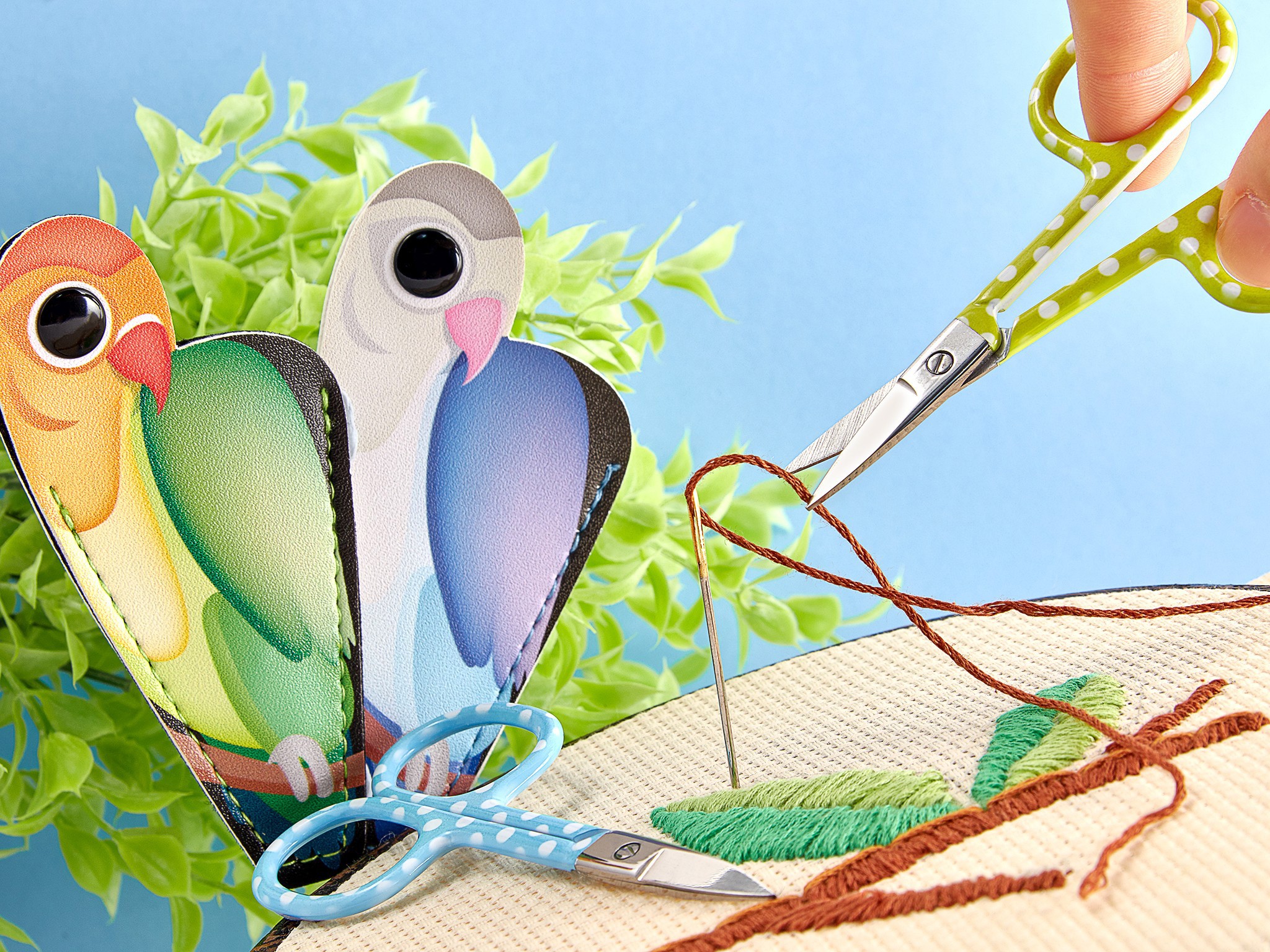 Sew Steady-Purse Parrot Embroidery Scissors With Pouch 20pc