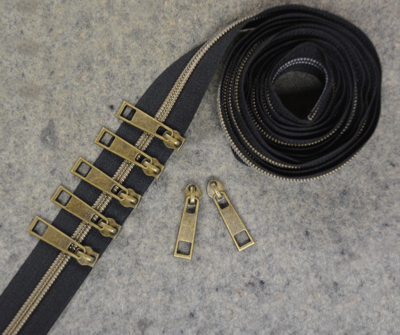 Bronze Zipper, Black Tape