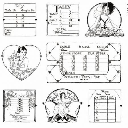 Tally Card Linework White Valentines By Wecker-Frisch, Janet