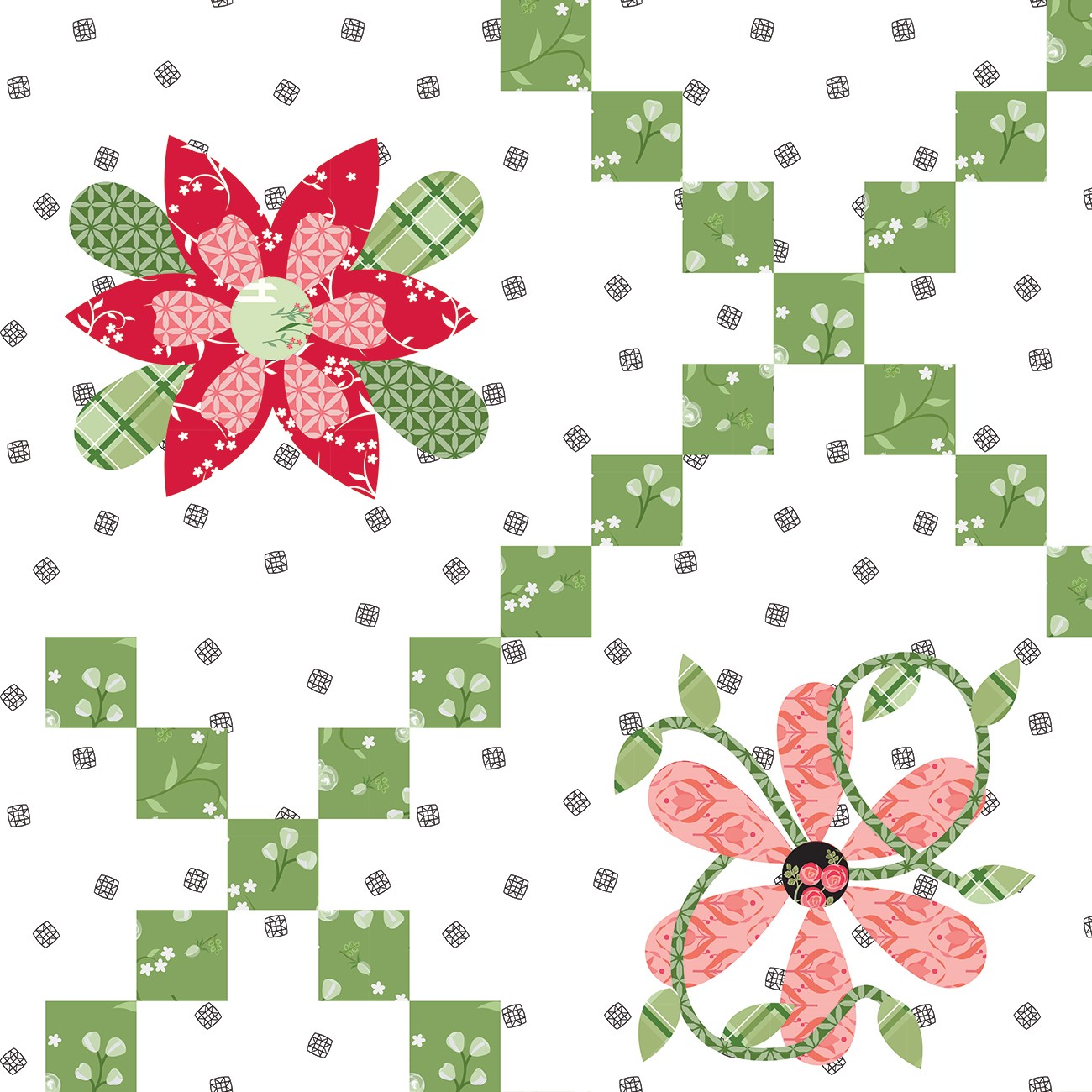 Front Porch Flower Chain Cheater Print White By Finley, Jill