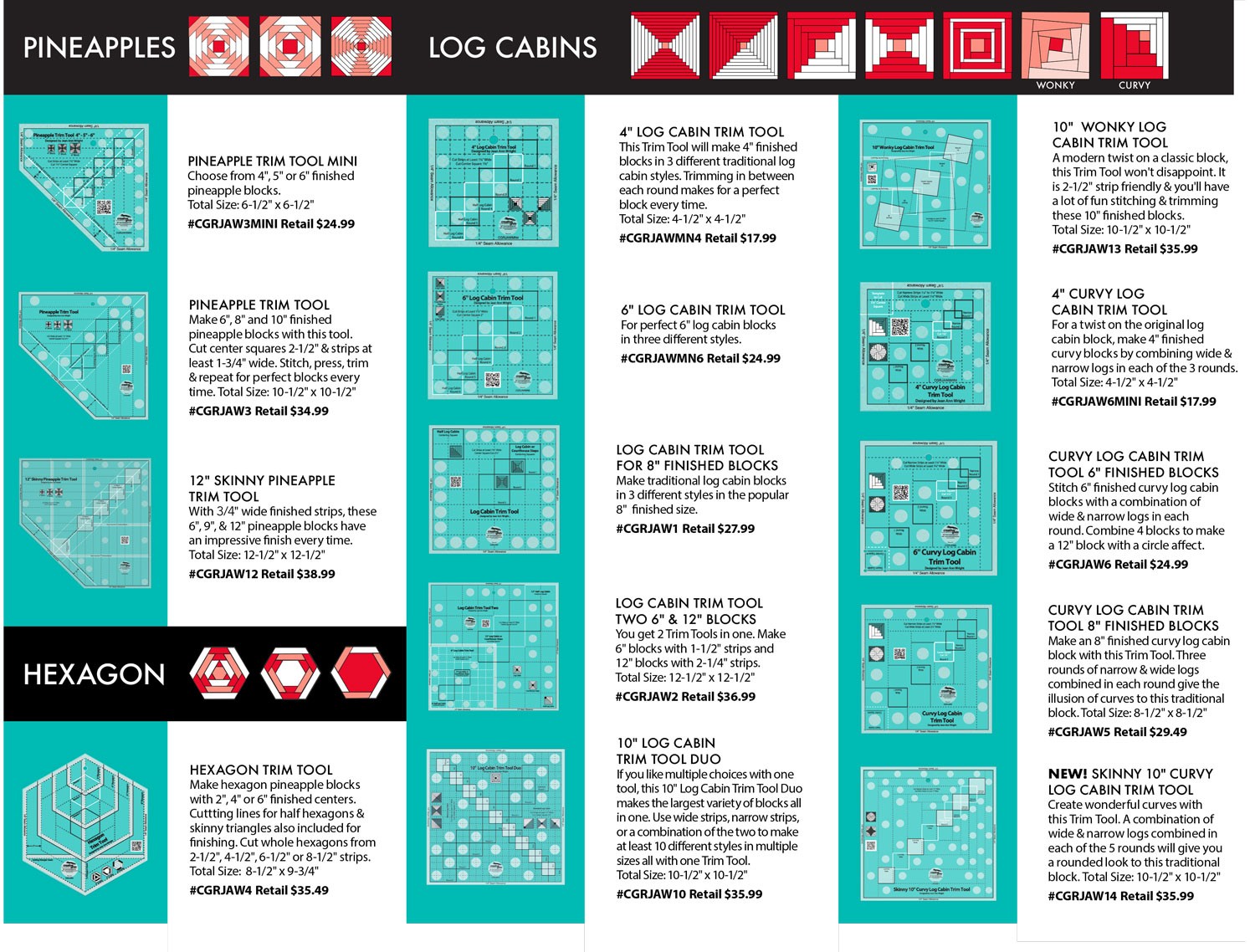 Creative Grids Rulers Log Cabin or Pineapples Pamphlet