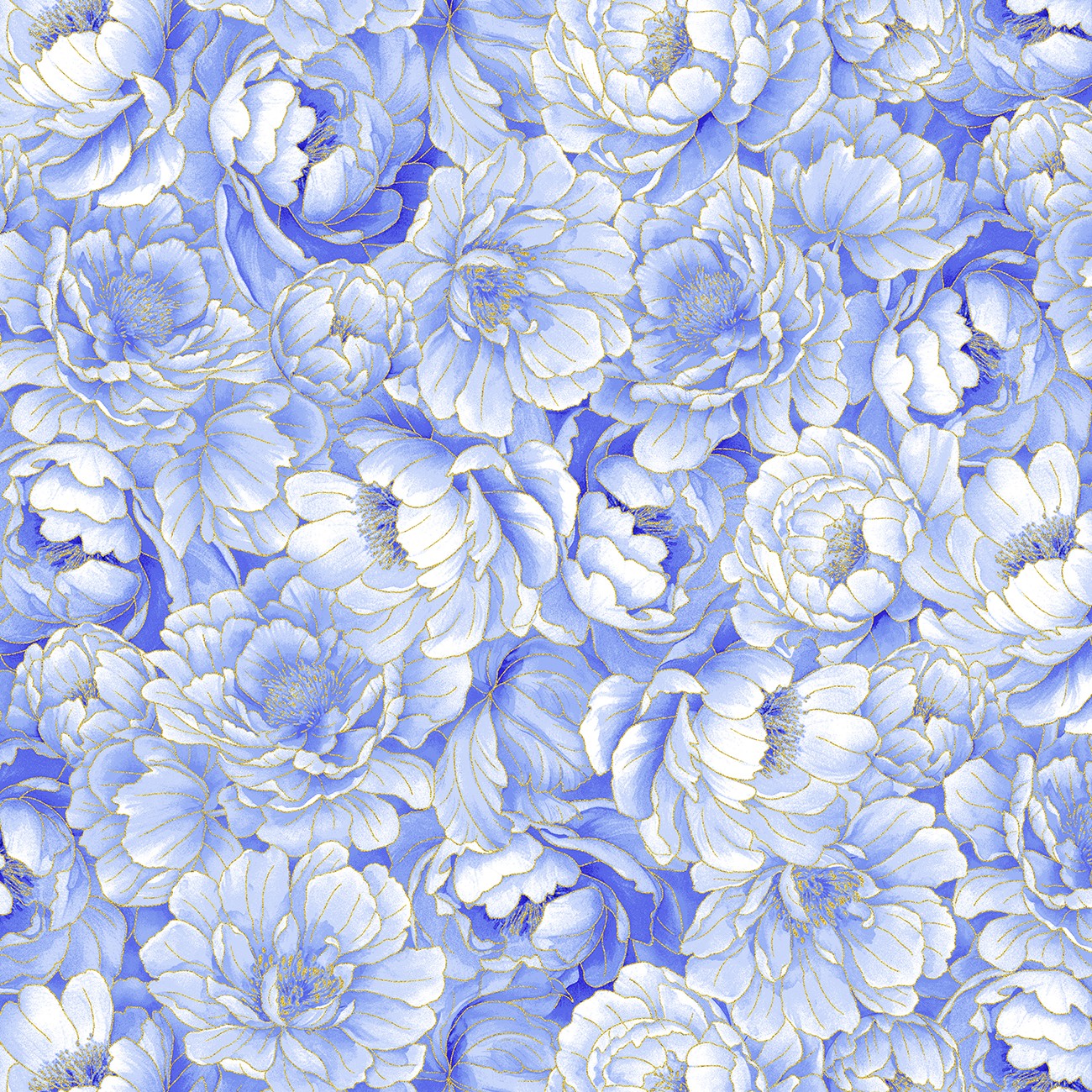 Blue Floral Packed Metallic