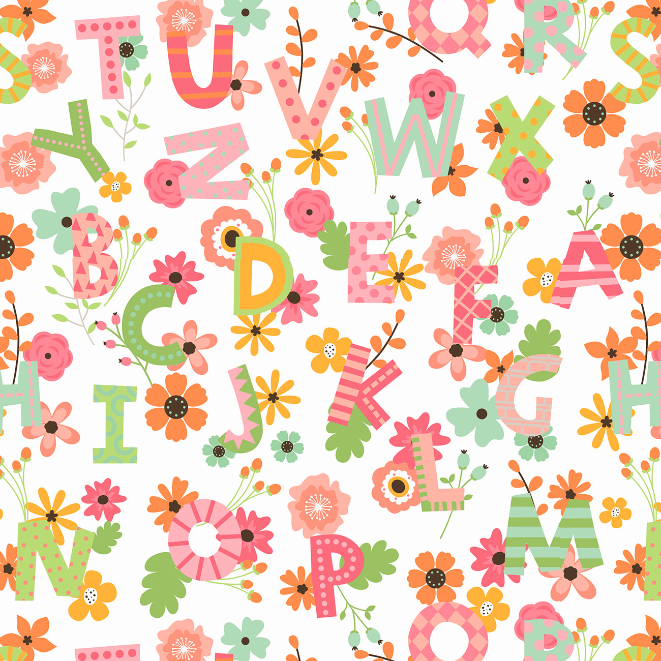 Spring Alphabet Floral Flannel DT040425