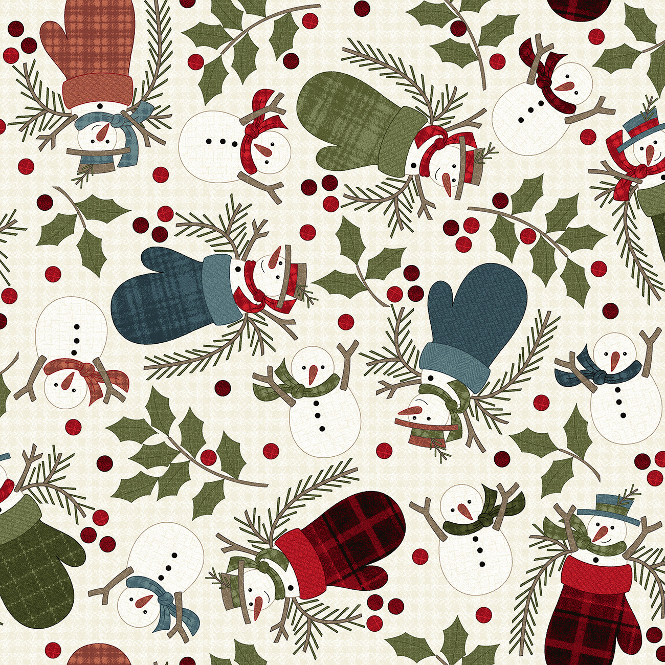 Cream Snowmen Flannel By Sullivan, Bonnie