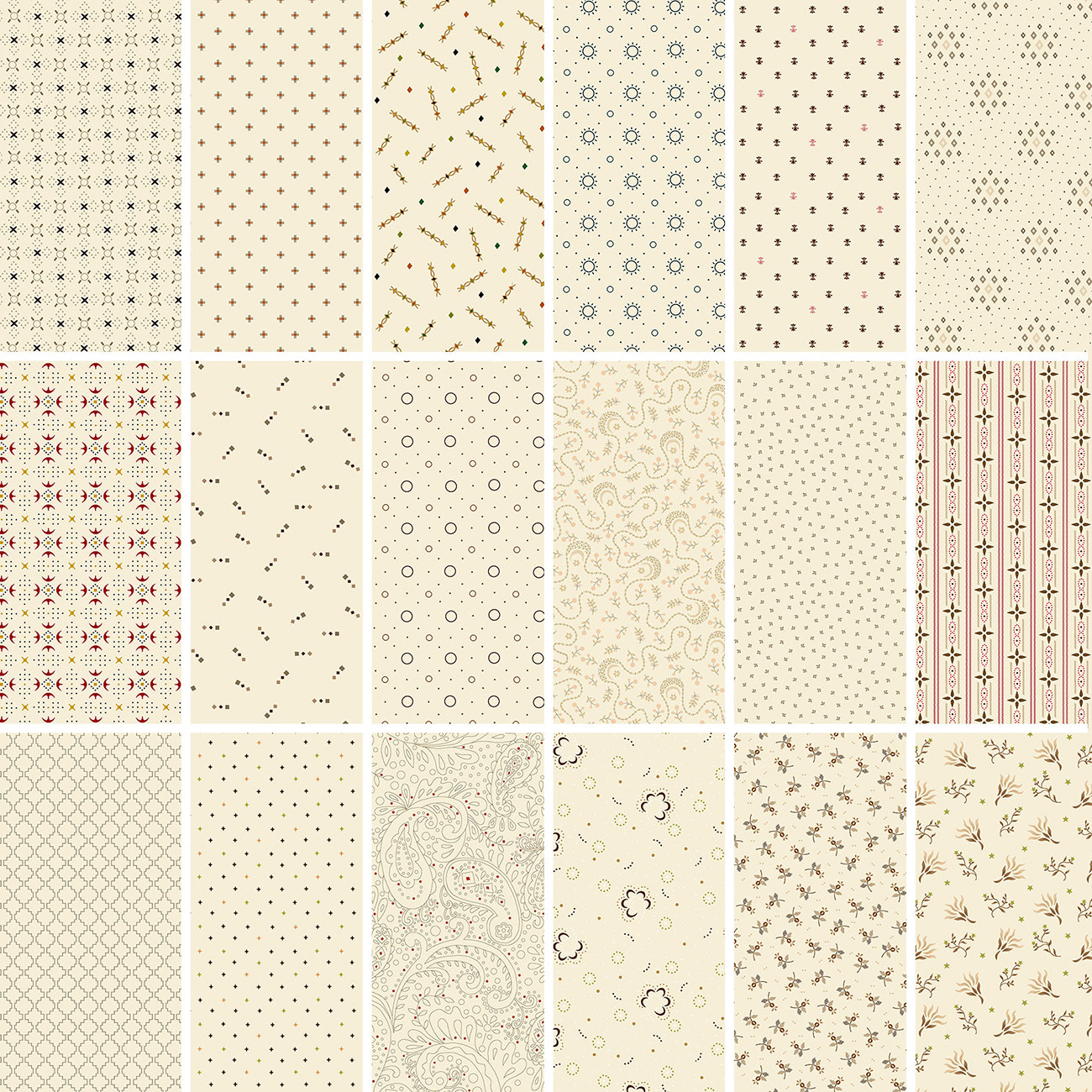 Fat Quarters Buttercream & Brickle Bits, 18pcs, 4 bundles/pack By Diehl ...