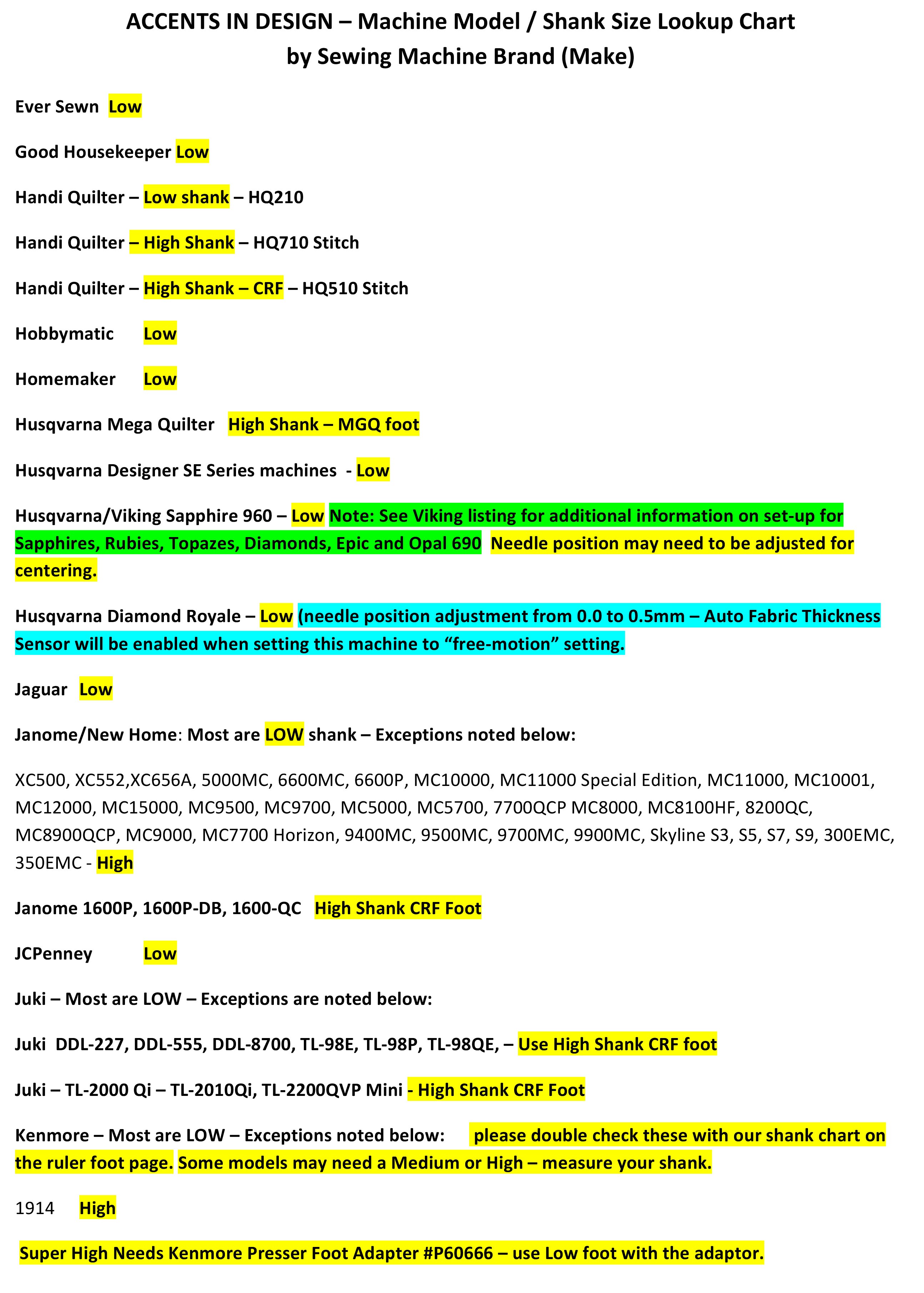 Fine Line Clarity Ruler Foot High Shank