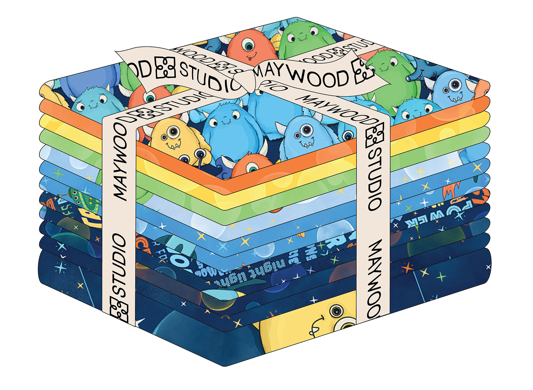 Fat Quarter Space Monsters, 12pcs/bundle