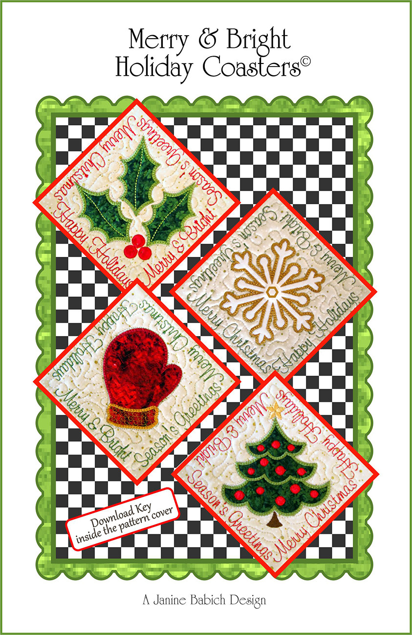 Merry & Bright Holiday Coasters Machine Embroidery By Babich, Janine