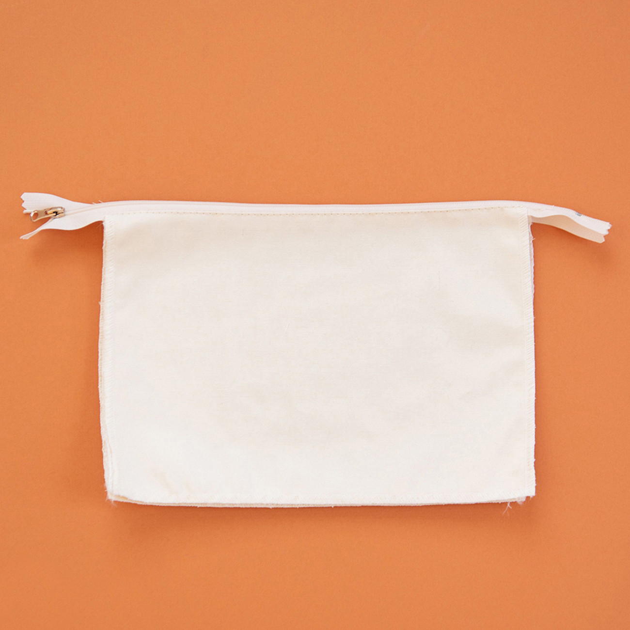 Zipper Pouch Blank Canvas Cream Large