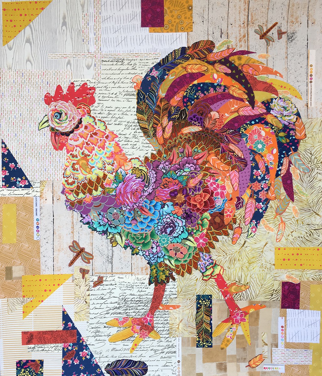 Doodle Doo Rooster Collage Pattern By Heine, Laura