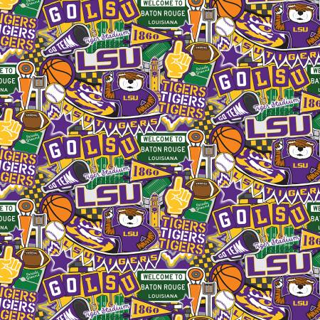 NCAA-Louisiana Doodle Allover cotton