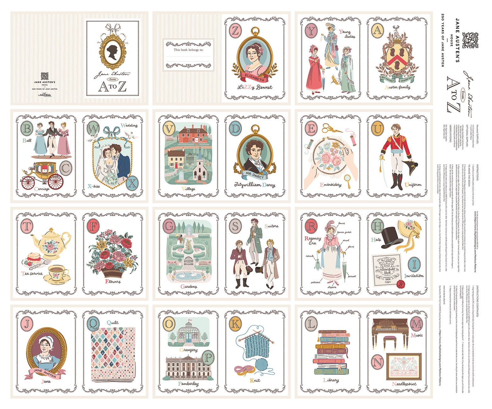 Jane Austen 35 1/2in x 43in Soft Book Panel By Austen, Jane