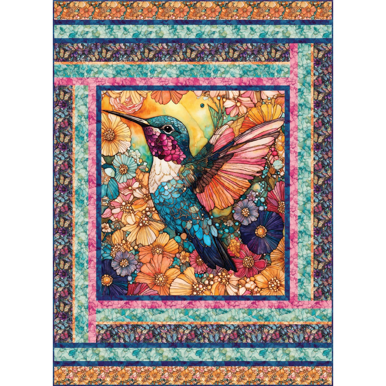 Flight of Beauty Borderline Printed Quilt Panel