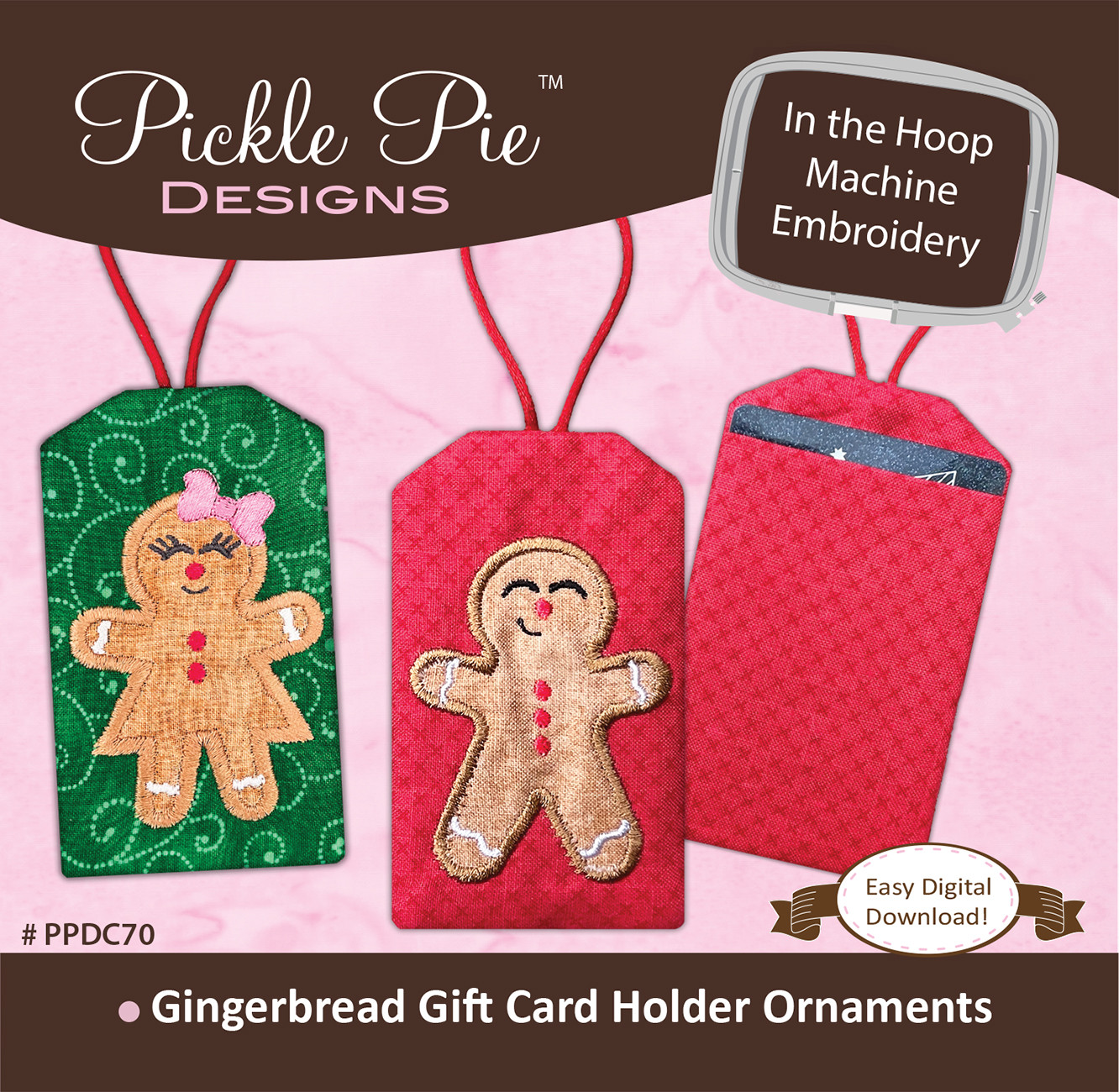 Gingerbread Gift Card Holder Ornaments In the Hoop Machine Embroidery ...