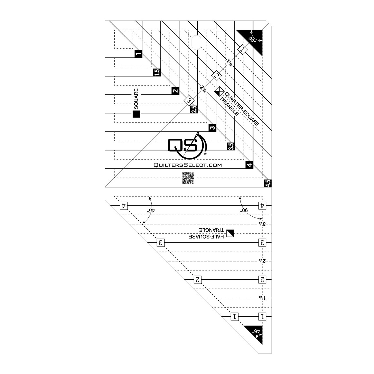 Mini 3 in 1 Crystal Triangle / Square Combo Ruler
