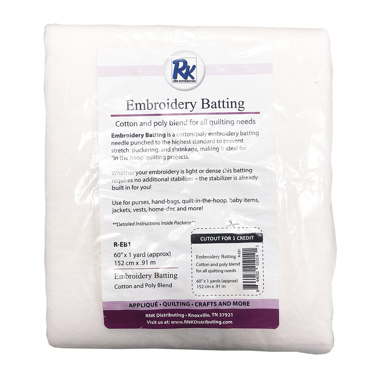 Embroidery Batting 60in x 1yd