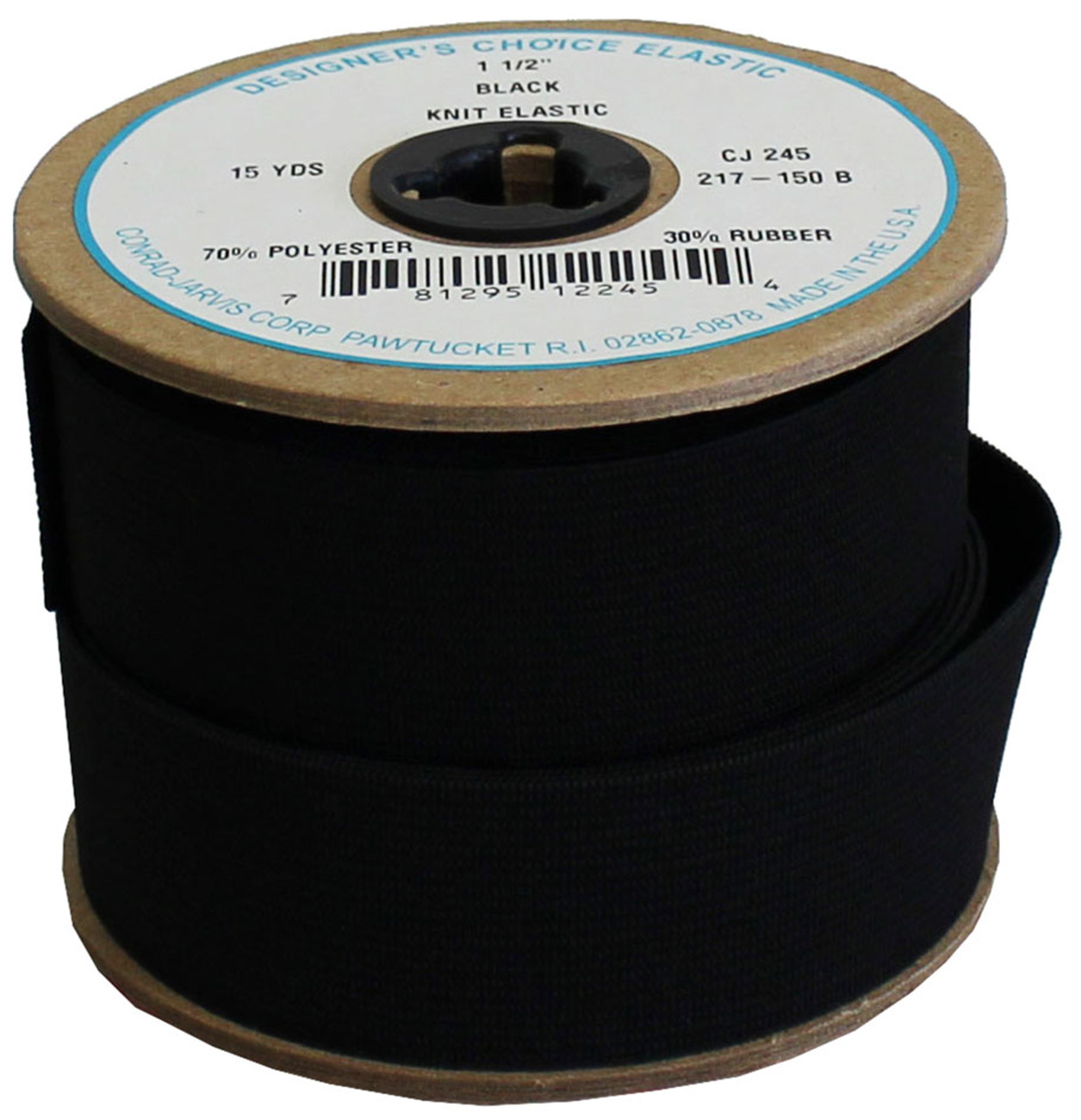 Knit Elastic Calendered 1-1/2in x 15yd Black