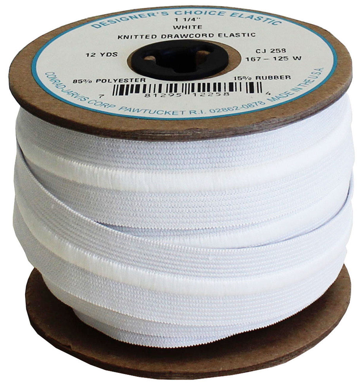Soft Draw Cord Elastic 1-1/4in x 12yd White