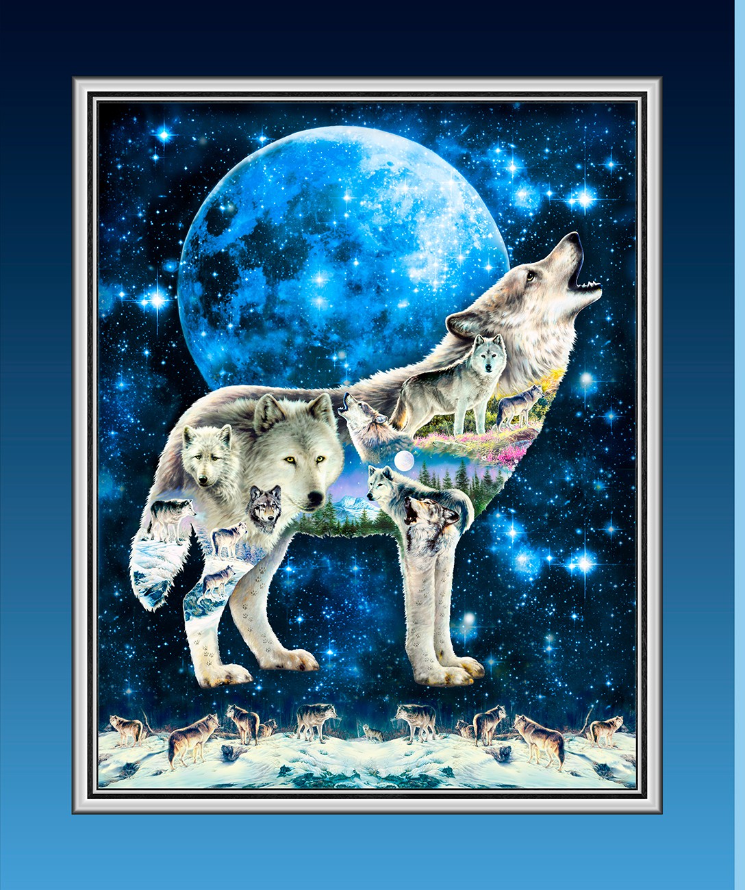 Spirit Of The Moon Howling Wolf Panel ( 10 Yards - 10 Panels ) By ...