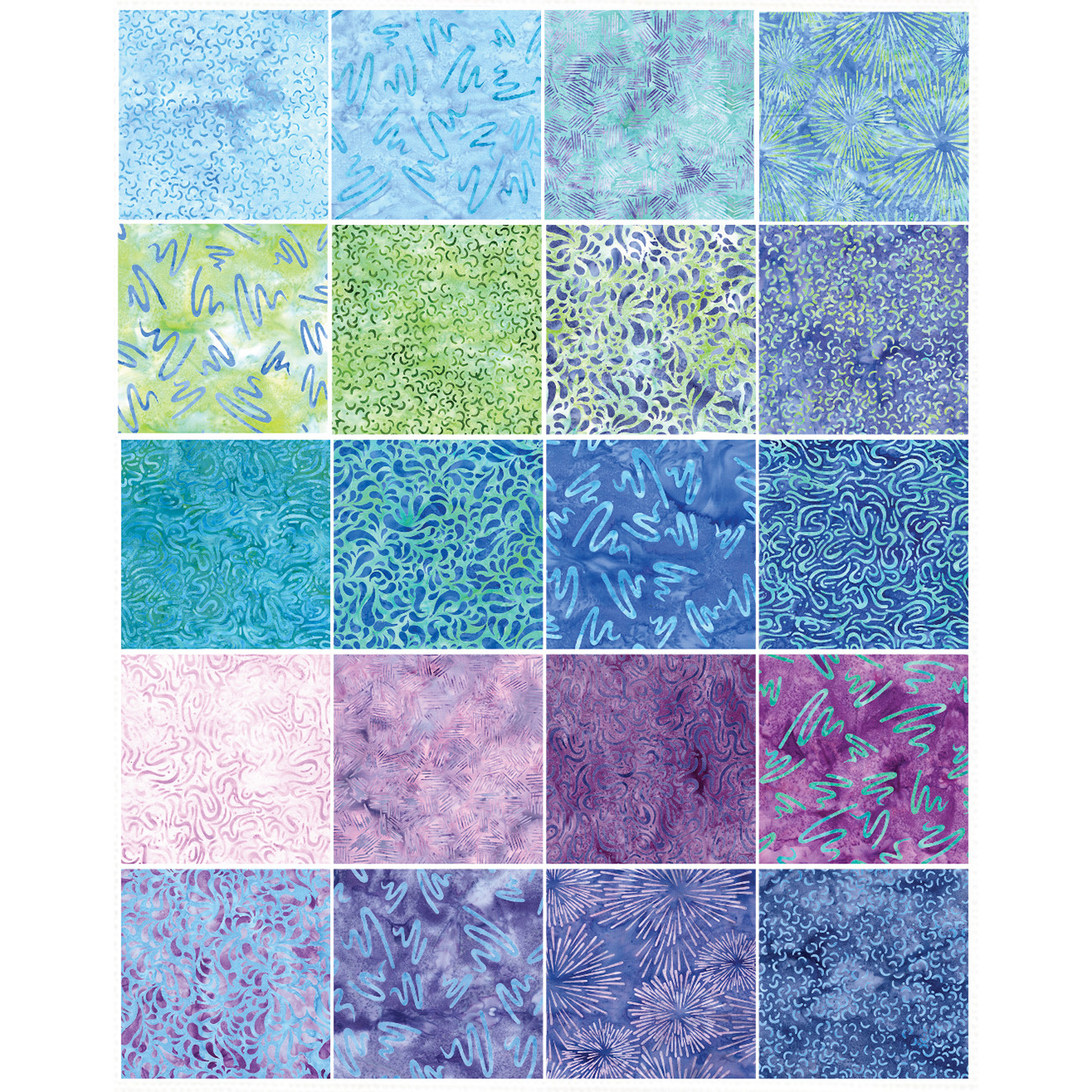 2.5in Strips, Aurora Batik, 40pcs
