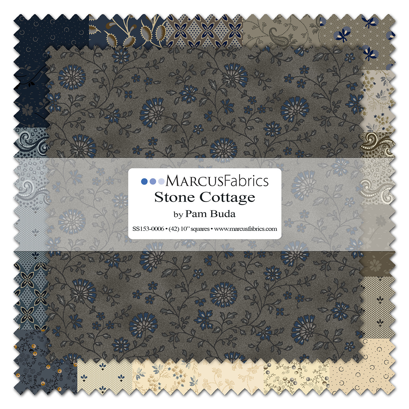 10in Squares, Stone Cottage, 42pcs, 6 bundles/pack By Buda, Pam