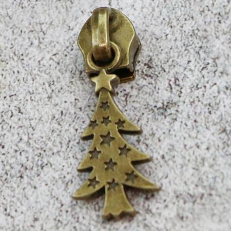 Four 5 Christmas Tree Zipper Pulls Antique
