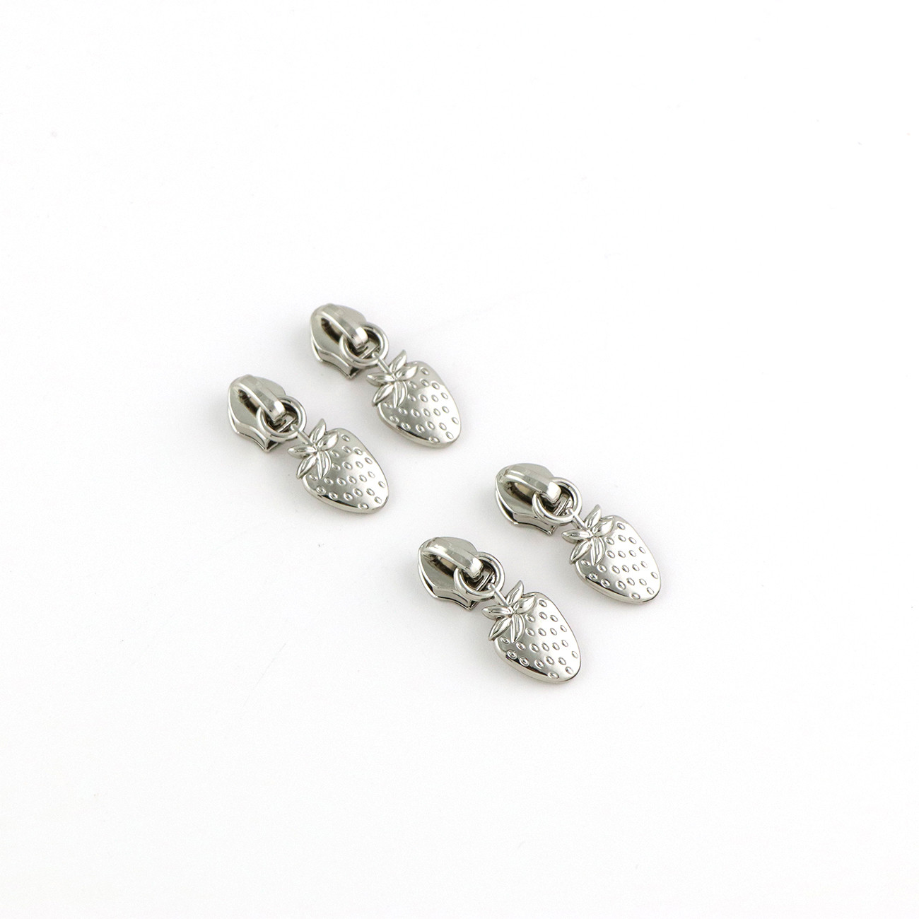 Four Strawberry Zipper Pulls Nickel