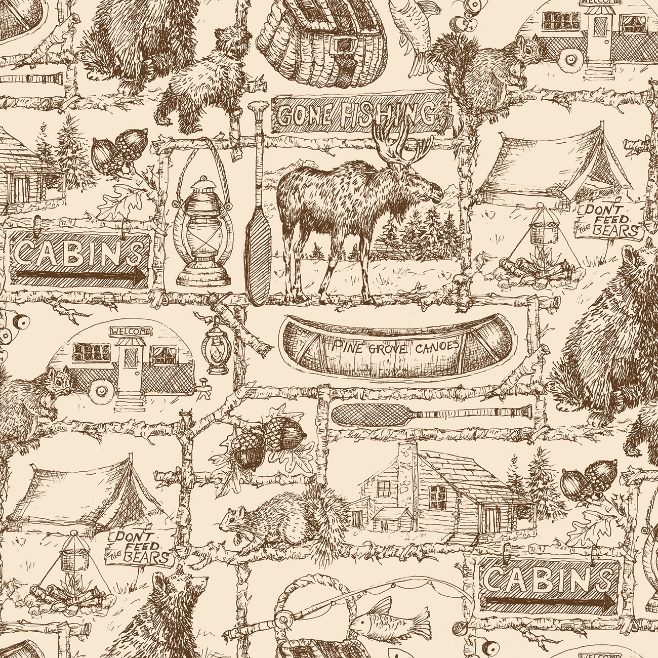 Pine Grove 107/108in Wide Back Outlines Putty