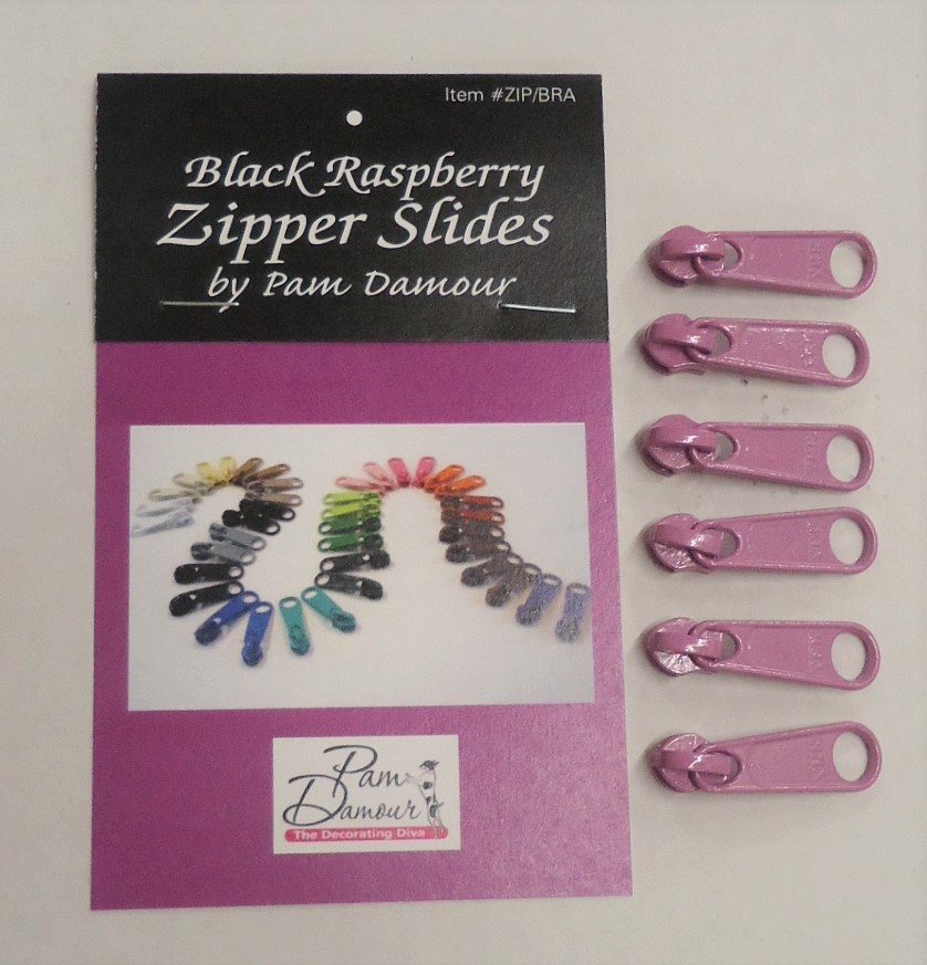 6 Large Tab Zipper Slides Black Raspberry